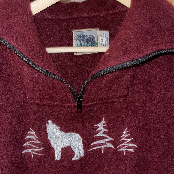 Vintage | Jackets & Coats | Rare Vintage 99s Wolf Trees Fleece Jacket ...